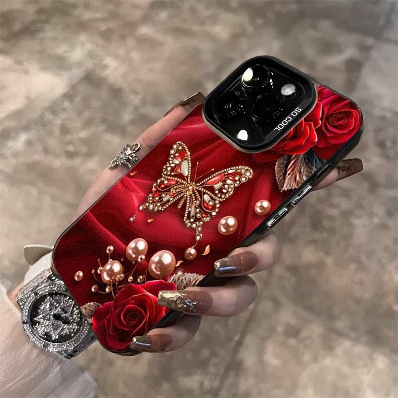 Чехол на Aйфон 13 Про / IPHONE 13 PRO чёрный с дизайном Бархатные розы и бабочки, силиконовый антиударный