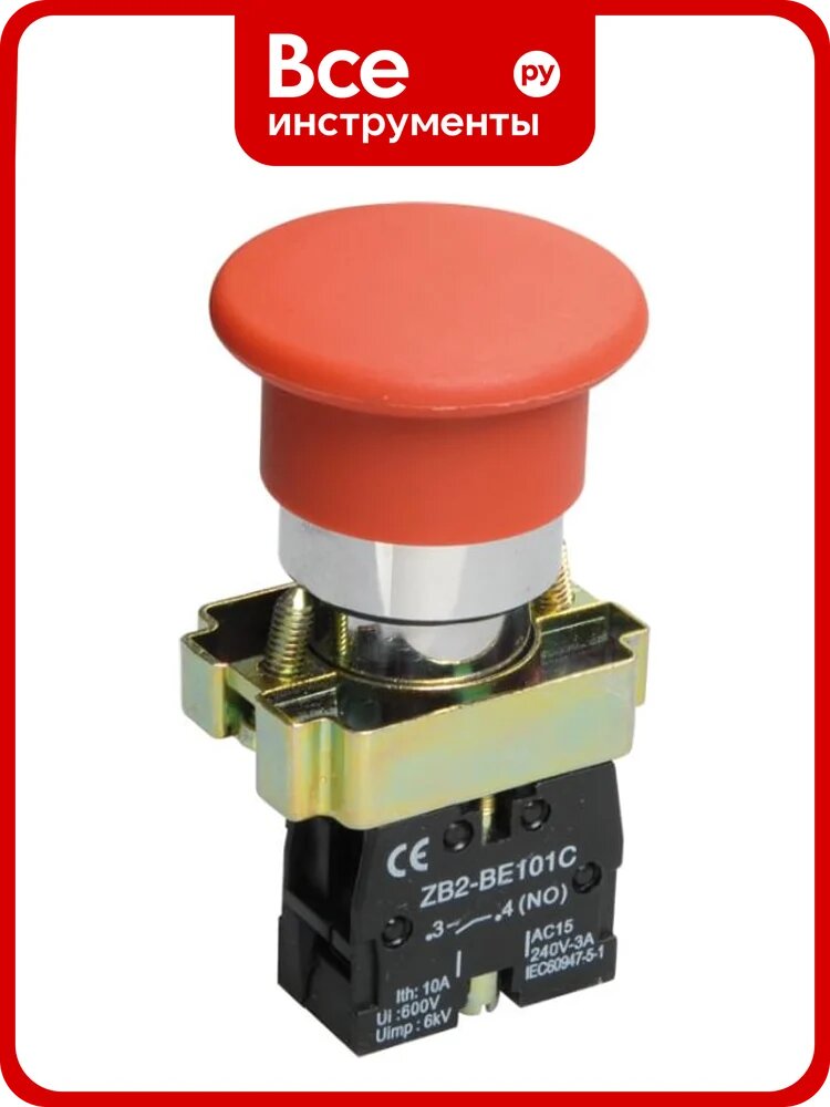 Кнопка управления IEK LAY5-BC41 Грибок красная 1NO BBG70-BC-K04