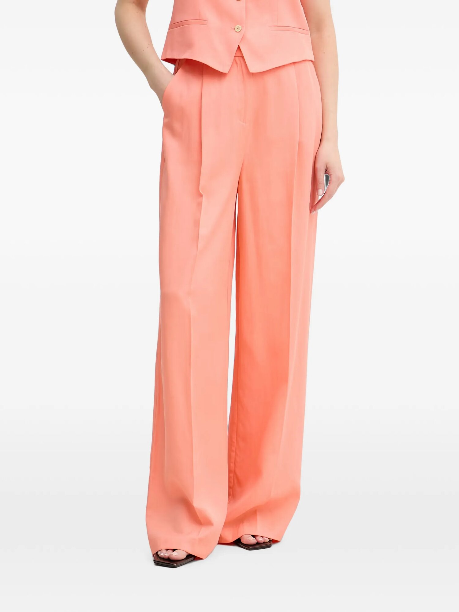 Брюки Logo-plaque pleated palazzo pants