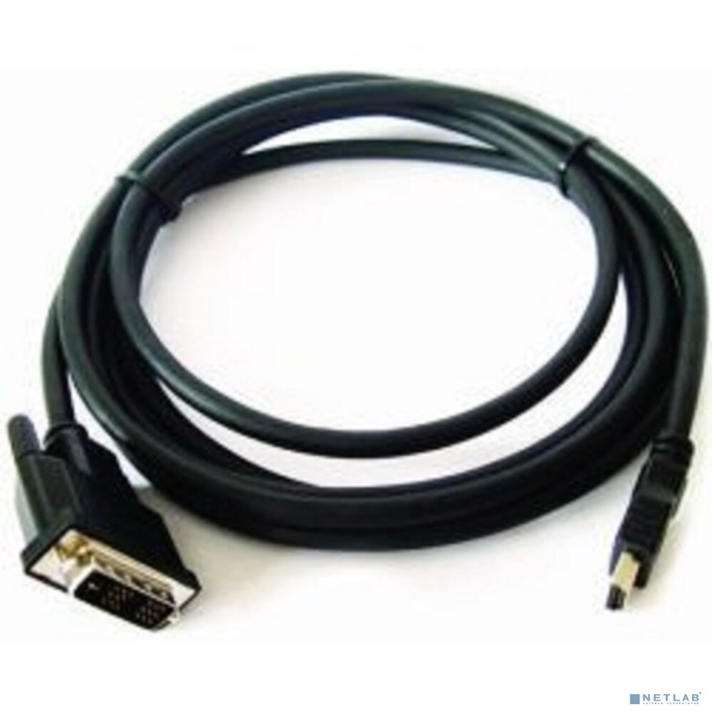 Кабель HDMI-DVI Cablexpert CC-HDMI-DVI-10, 19M/19M, single link, медь, позол. разъемы, экран, 3.0м, черный, пакет
