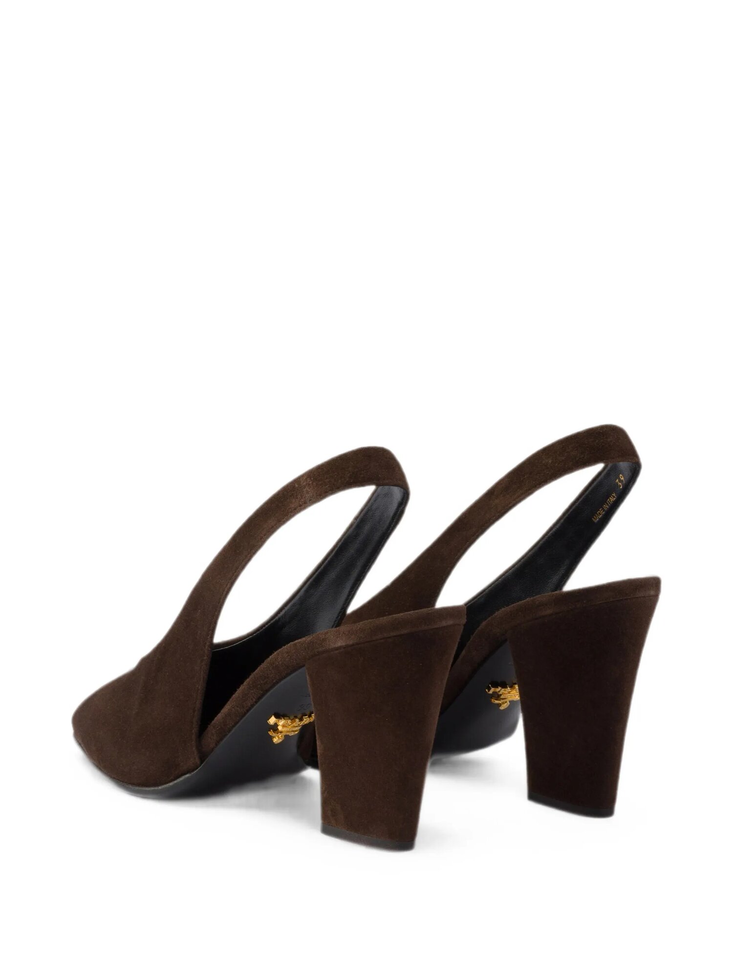 Туфли Prada Suede leather slingback pumps, размер 39.5 EU, коричневый — фото 1
