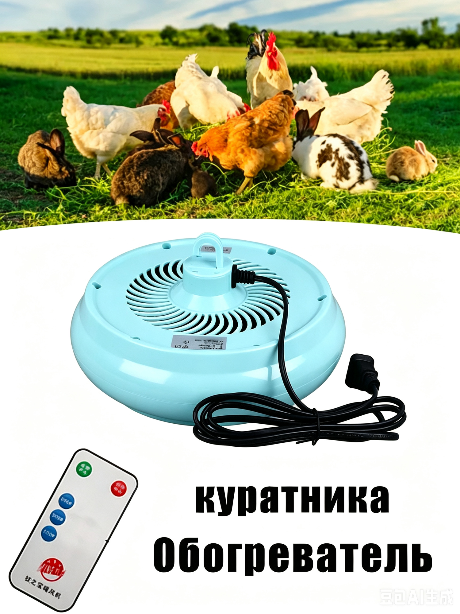 Обогреватель для курятника "Обогреватель", регулируемый, с пультом ДУ