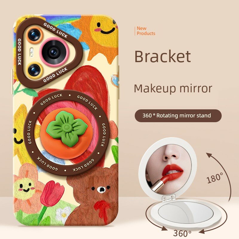 Силиконовый мягкий чехол для Huawei P60 Art с ангельским глазом и встроенной косметической зеркальной вставкой,