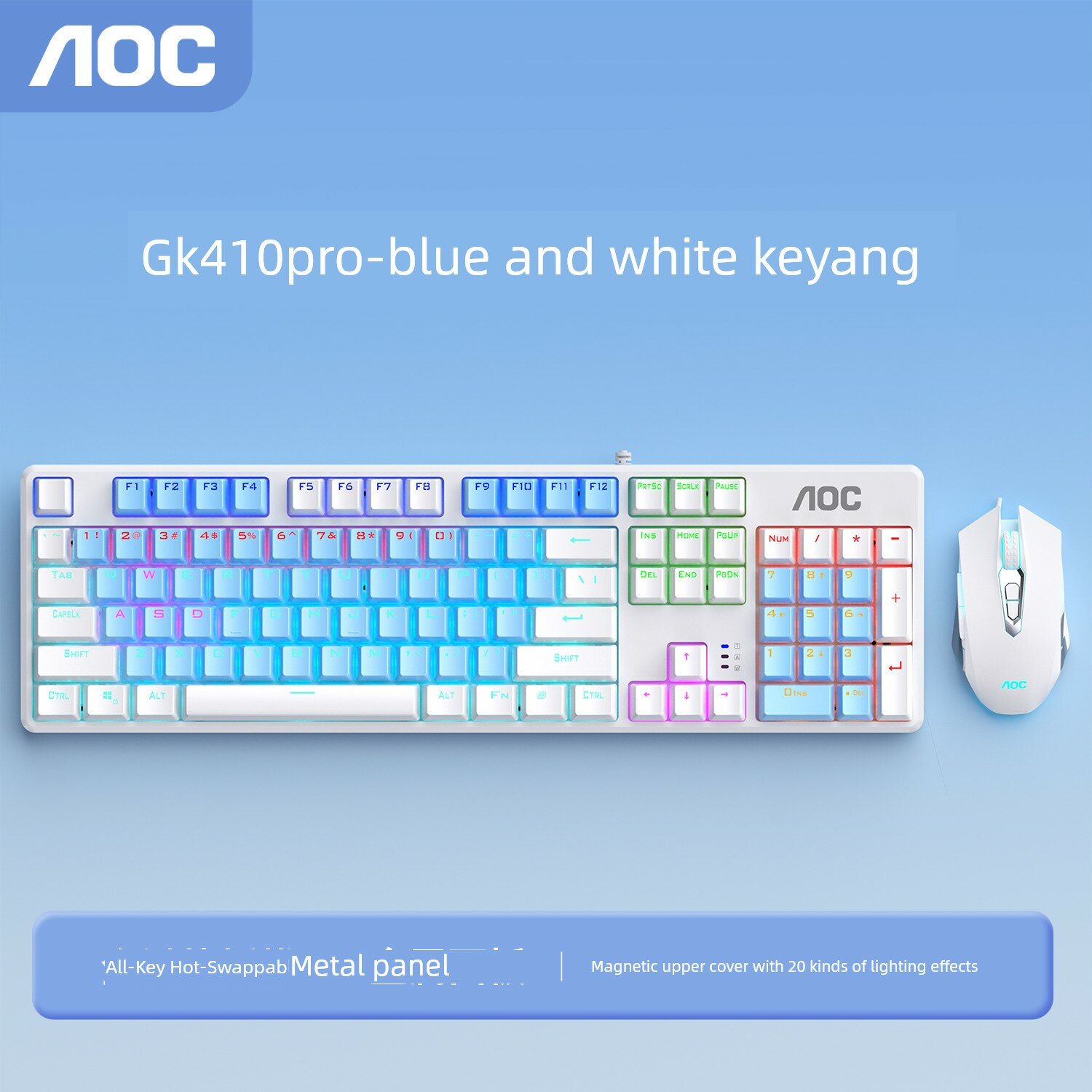 AOC GK410 Pro 104-Клавишная Механическая Клавиатура с RGB-Подсветкой и Мышью - Красный Переключатель Игровой Комплект