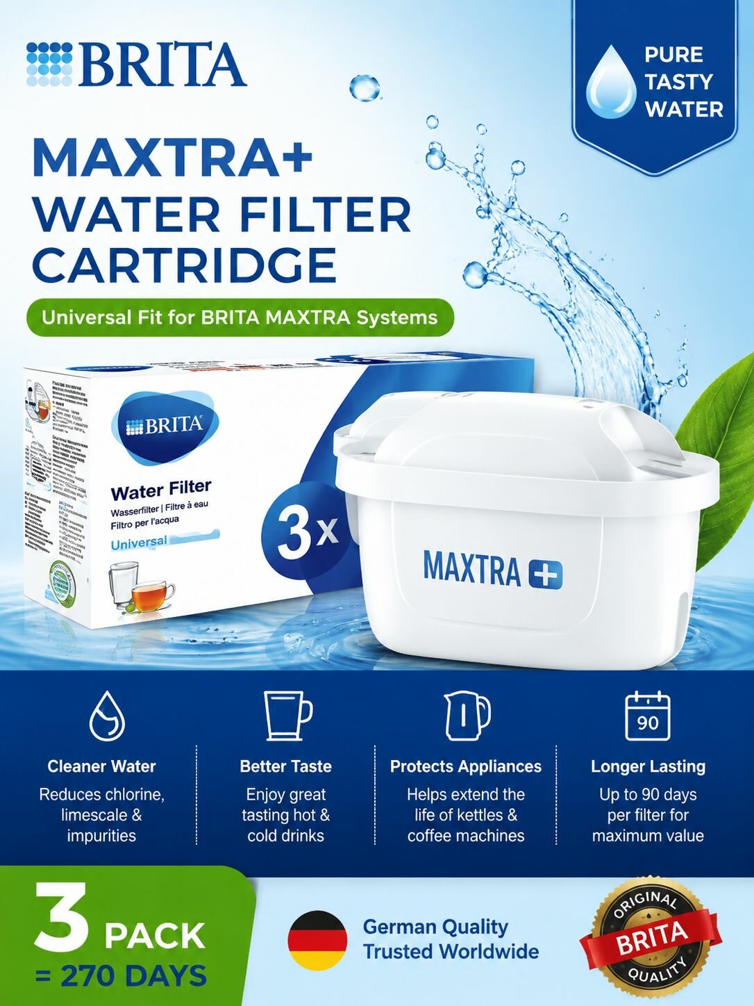 Фильтры BRITA MAXTRA 3 шт, для чистой и безопасной воды надолго