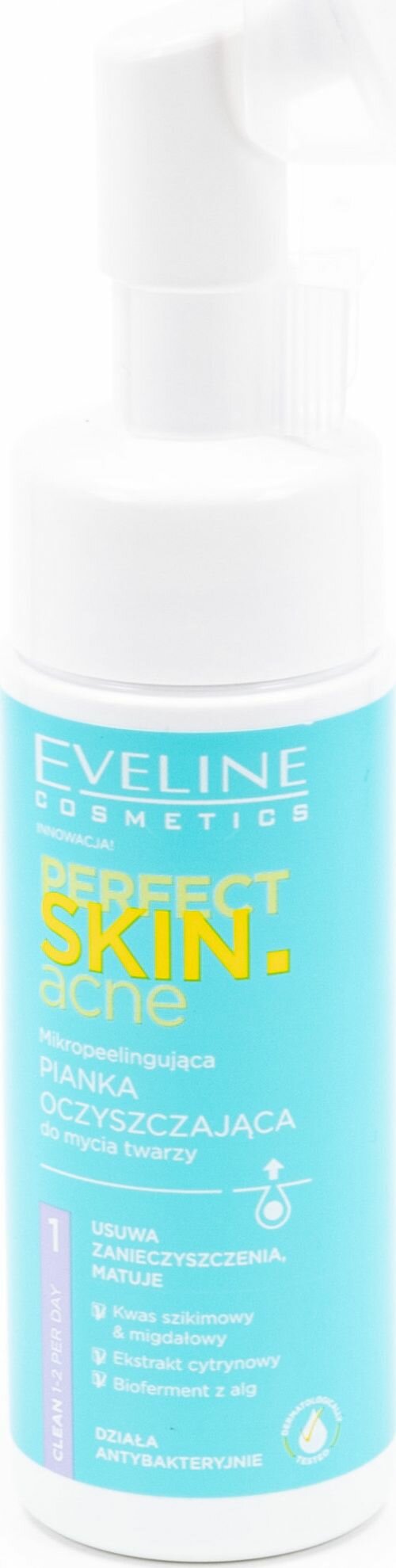 Eveline Cosmetics / Эвелин Косметик Perfect skin acne Пилинг-пенка для лица с микроотшелушивающим эффектом, для всех типов кожи, 150мл / уходовая косметика для лица
