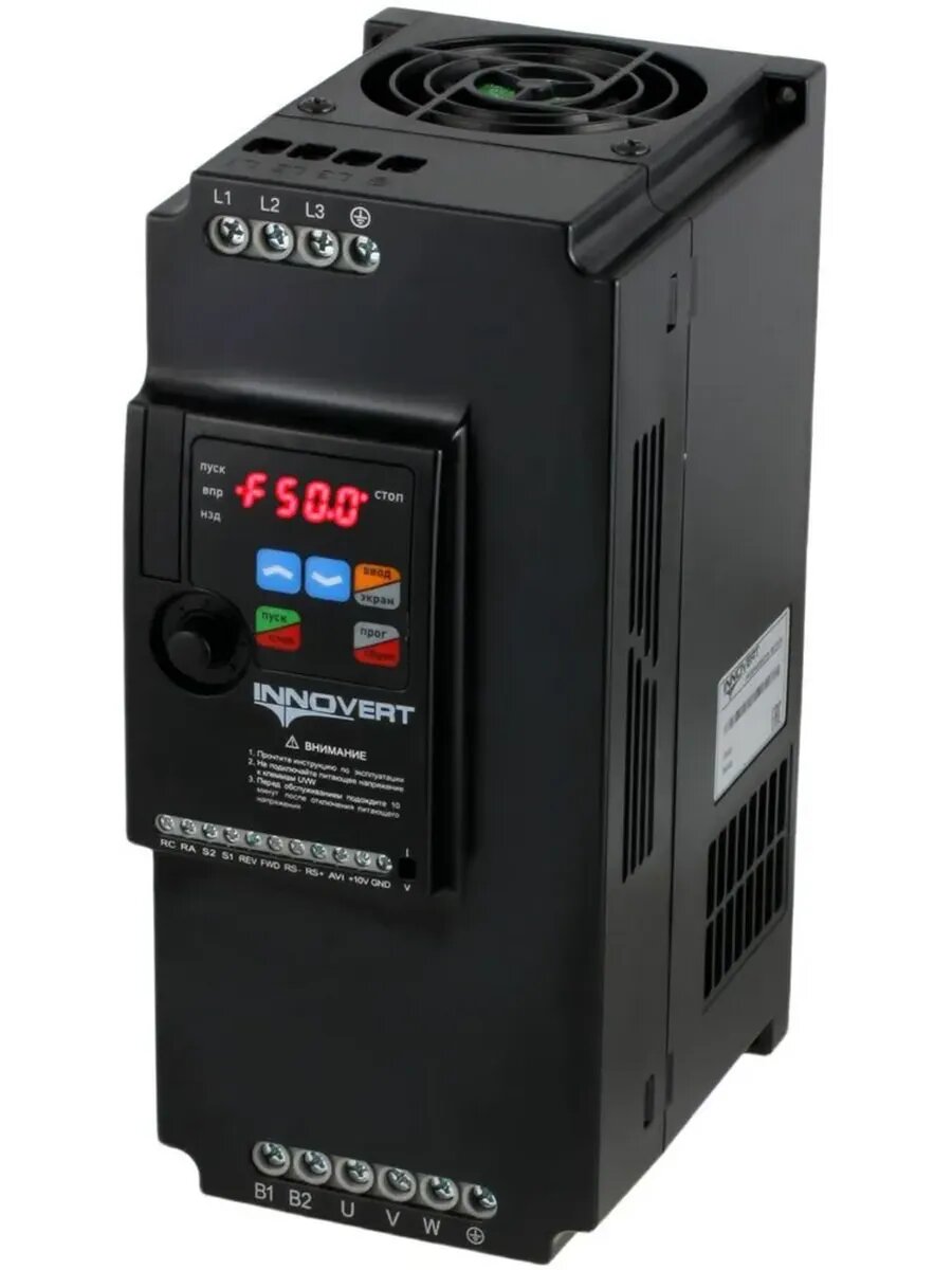 Преобразователь INNOVERT ISD mini Plus ISD752M43E, 7.5 кВт, IP20, дисплей, трехфазный, черный