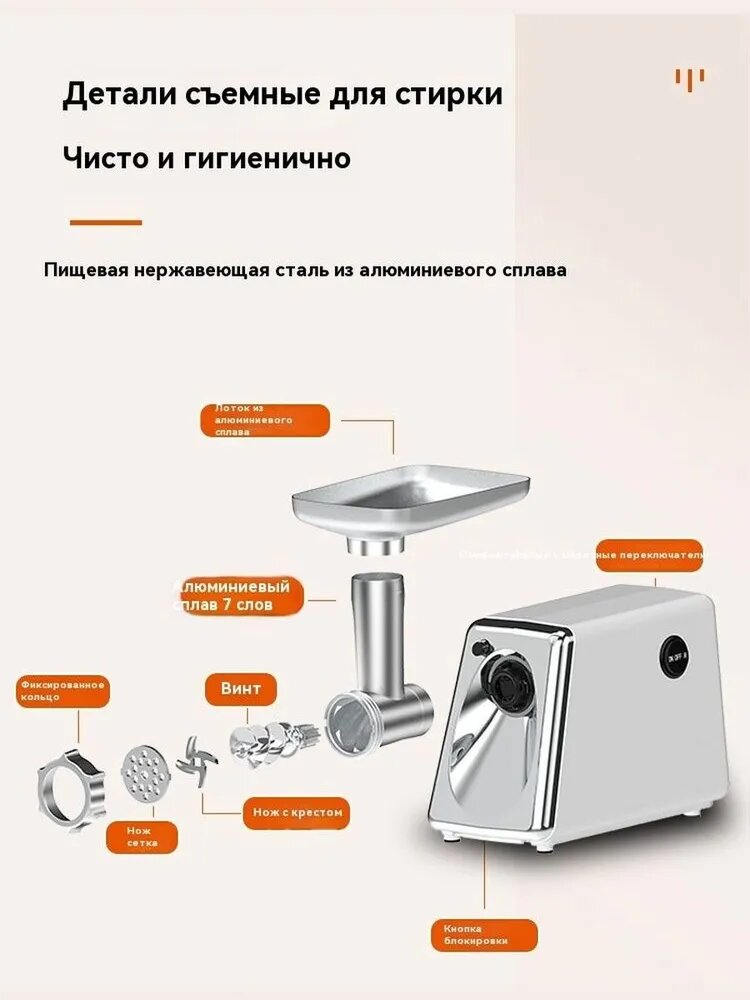 Мясорубка Мясорубка электрическая 3000 Вт, 2 скорости, реверс, защита от перегрева, черный, серебристый — фото 1