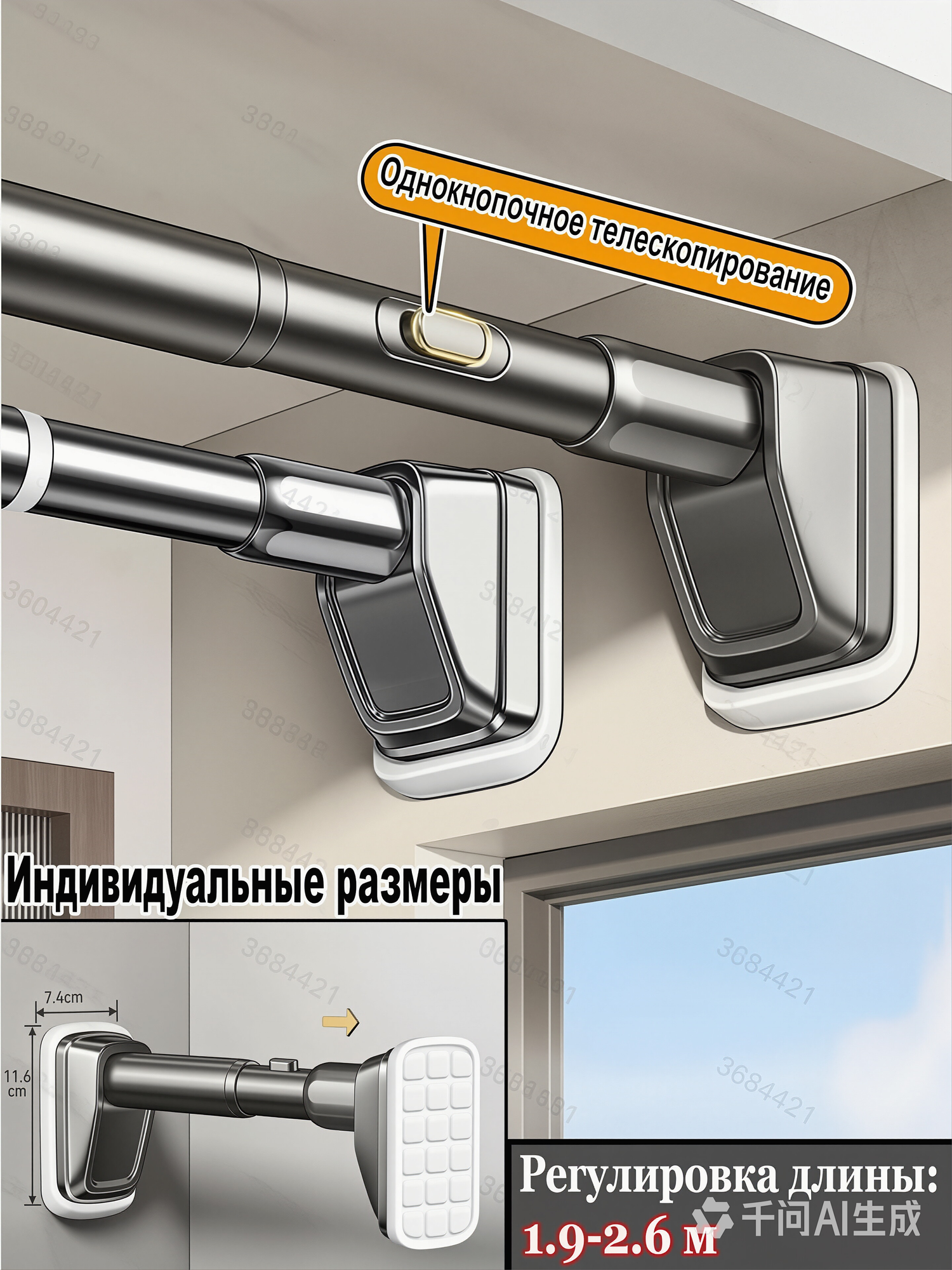 Настенная сушилка для белья 260х5х5 см, телескопическая, максимальная нагрузка 248кг