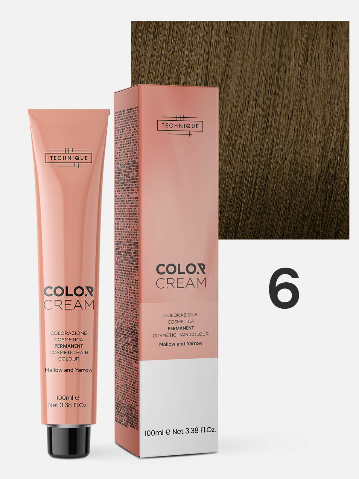 Крем - краска для волос профессиональная Technique Color Cream Permanent Cosmetic Hair Colour 6 Темный русый, 100 мл