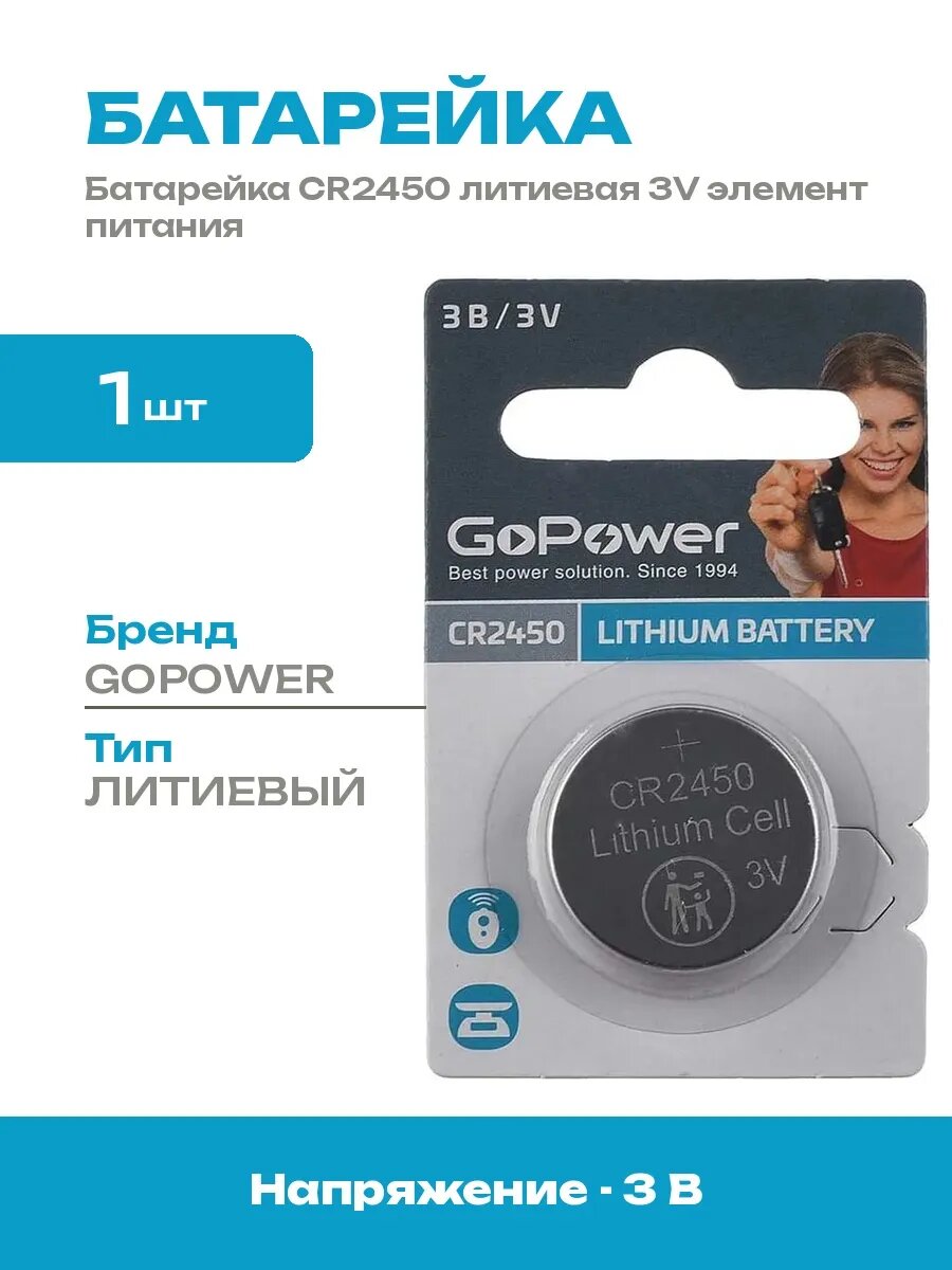 Литиевая батарейка CR2450 3V элемент питания для весов