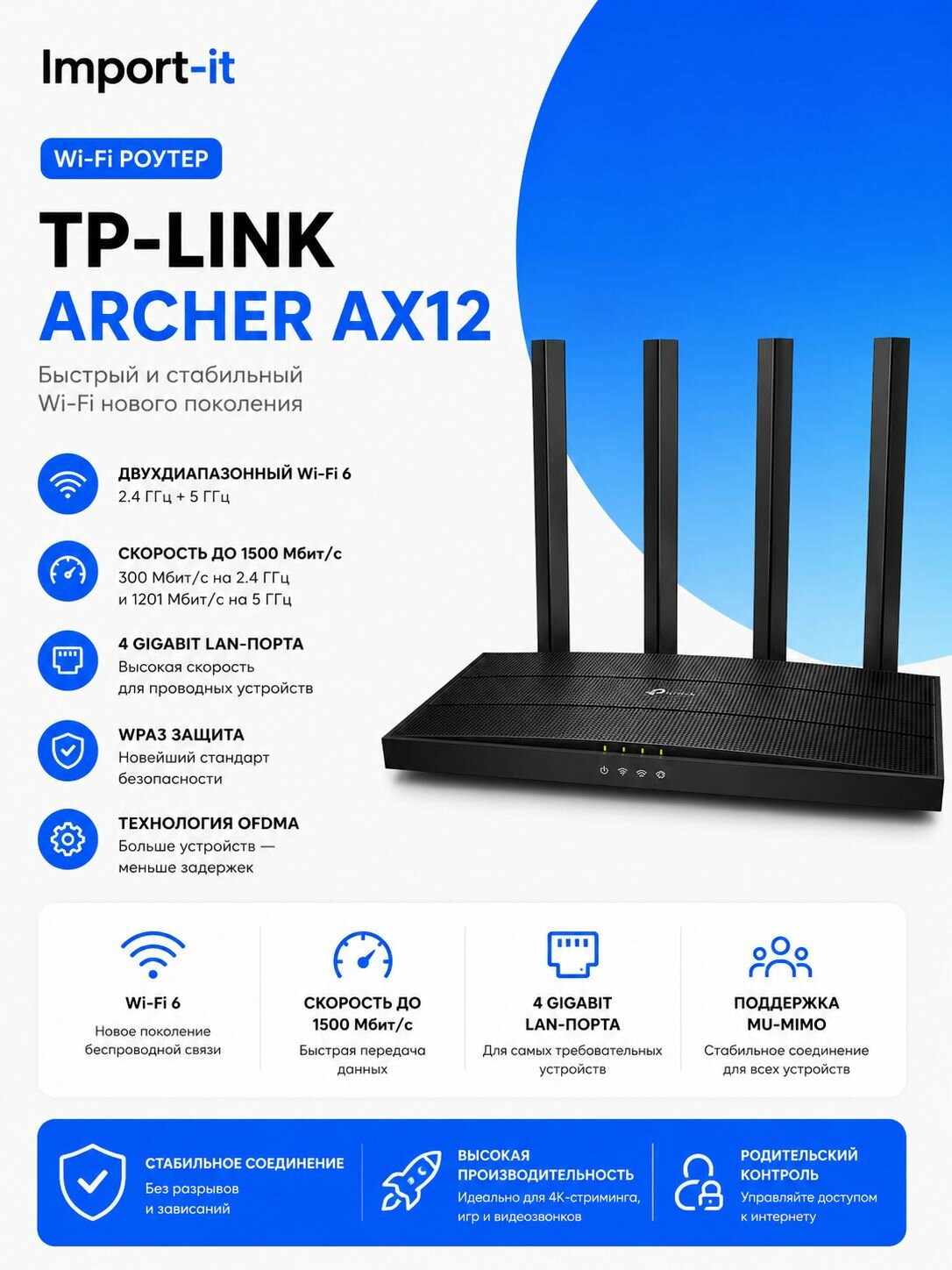 Wi-Fi Роутер TP-Link Archer AX12