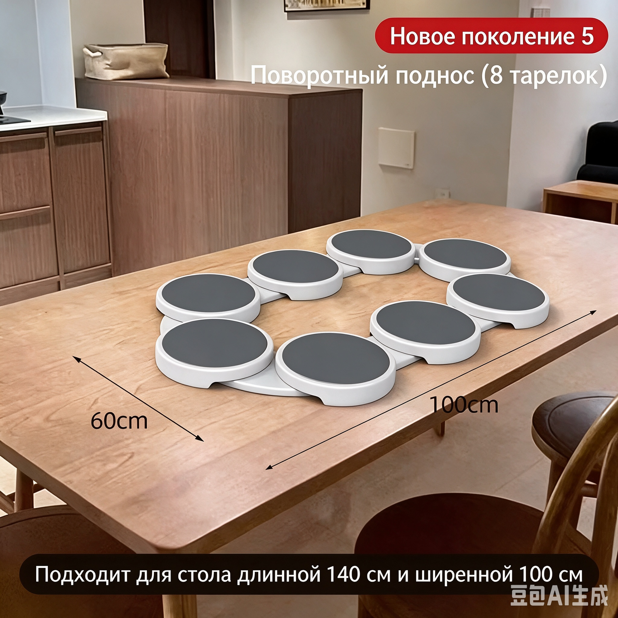 Обеденные тарелки, Портативный вращающийся поднос для стола - белый, 8 тарелок