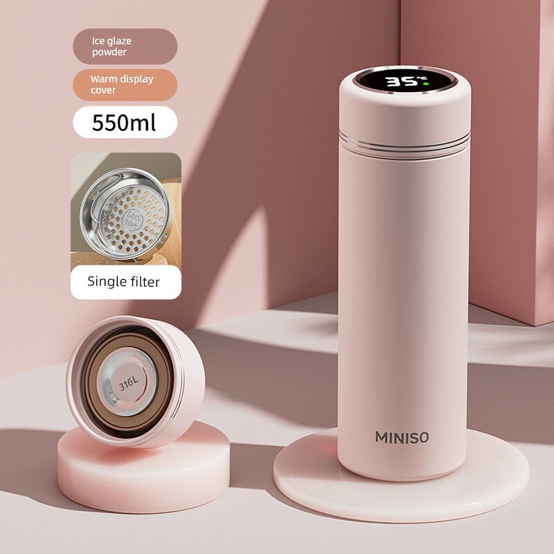 Термокружка Miniso Smart, большая емкость, из нержавеющей стали 316L, портативная, для заваривания чая, для мужчин и