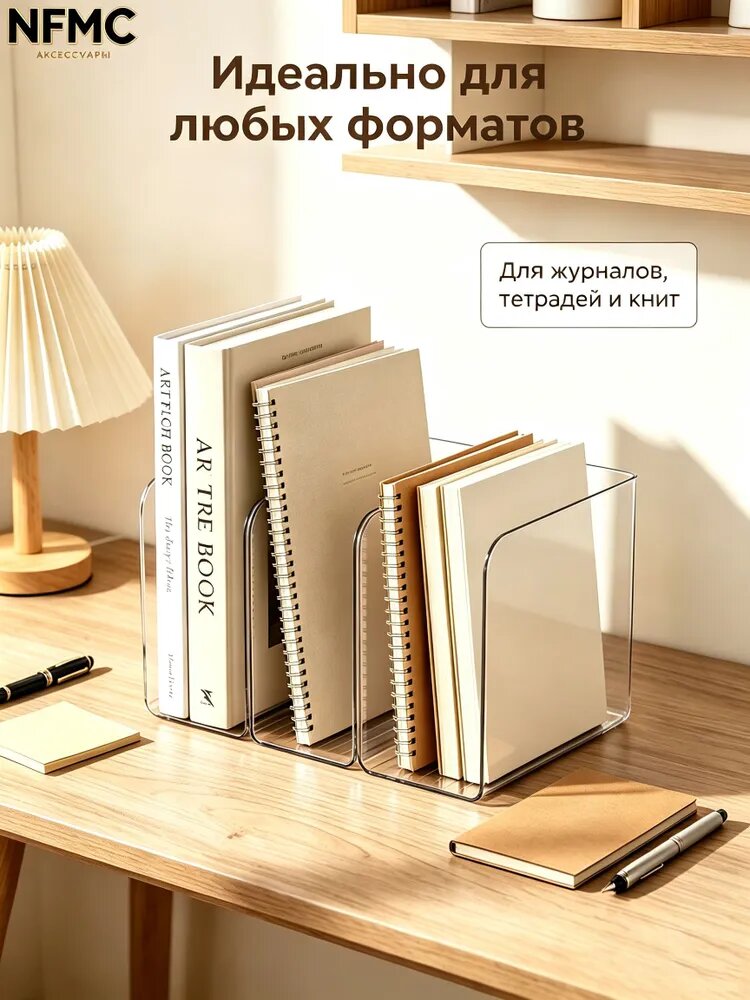 Подставка органайзер для книг акрил, вместительный органайзер для учебников,1 шт