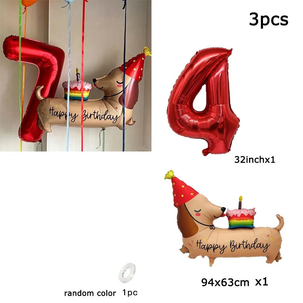 Набор для декора дня рождения в стиле таксы Number-4