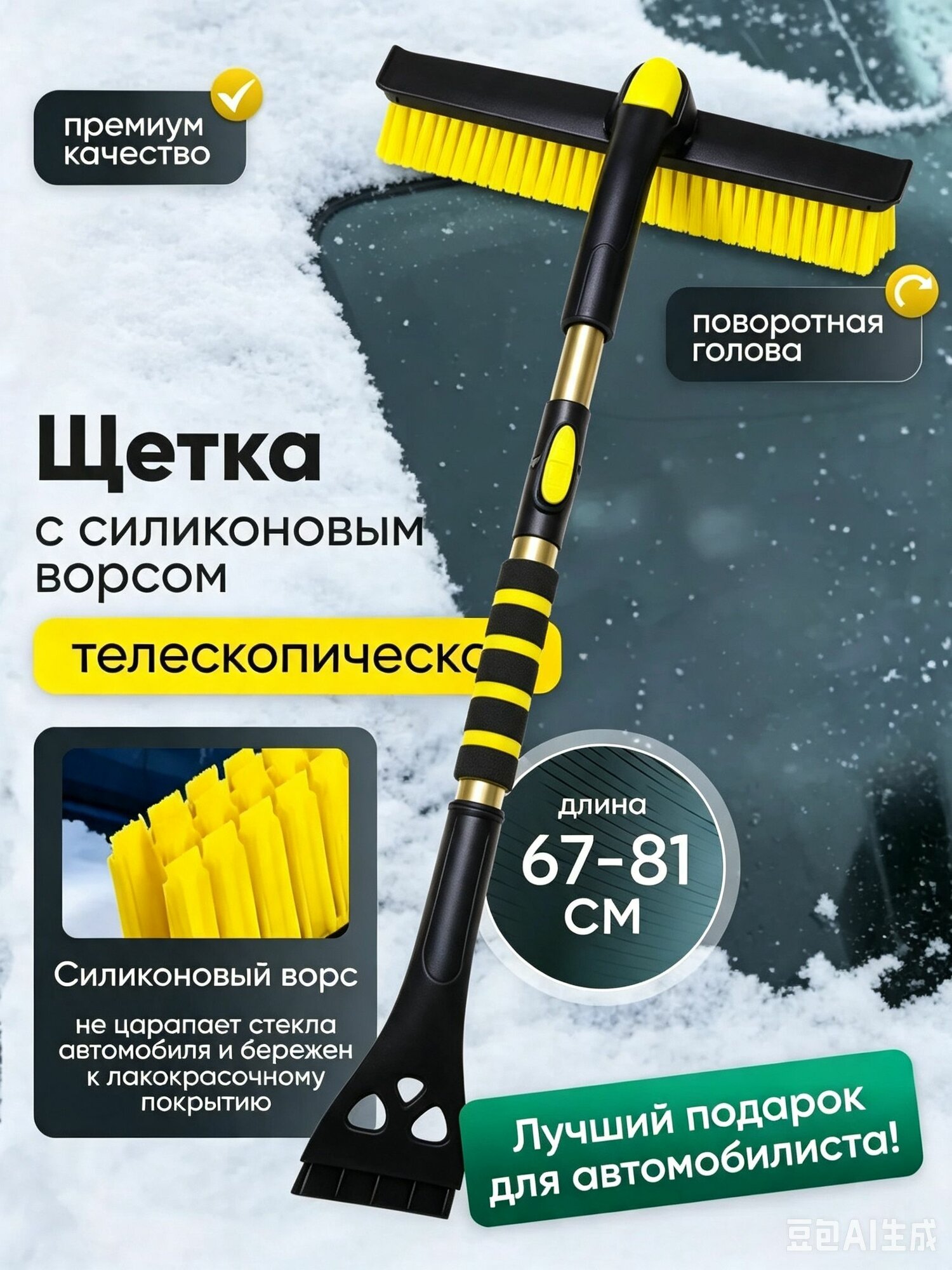 Щетка автомобильная, длина: 81 см, Артикул: 5252688953, Материал: ABS пластик, Металл