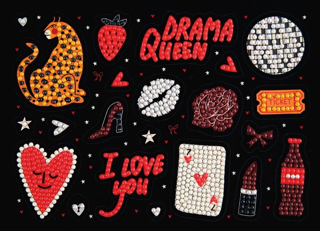 Кристальная (алмазная) мозаика "фрея"ALVN-148 наклейки "DRAMA QUEEN"19.5 х 14 см