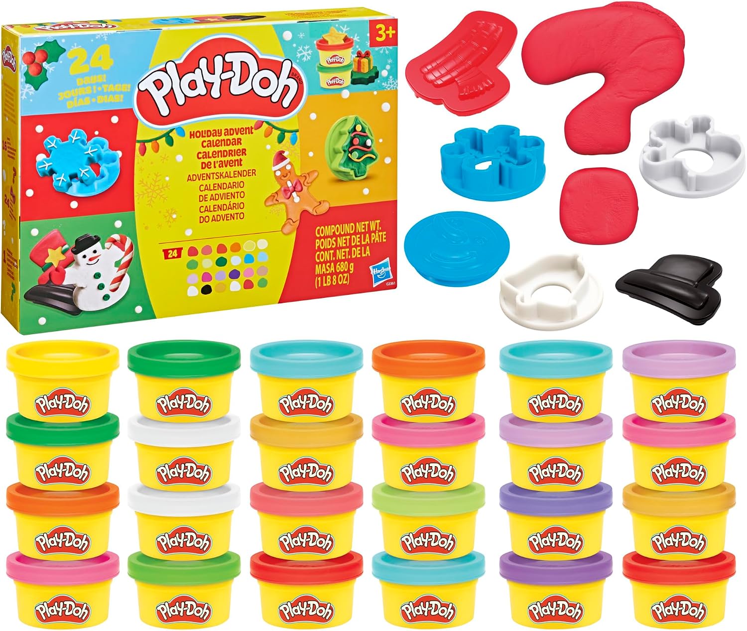 Игровой набор для лепки Play-Doh - Рождественский адвент-календарь из пластилина, 24 предмета - G3361