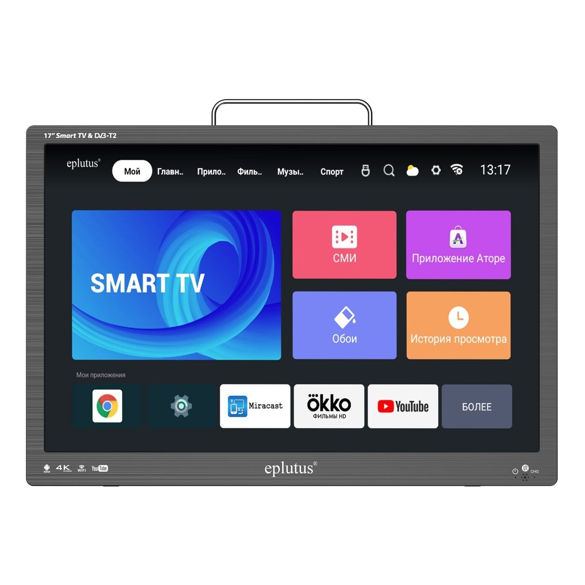Смарт телевизор с цифровым тюнером DVB-T2 17"