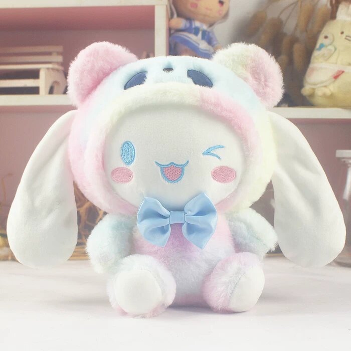 Новая плюшевая игрушка в японском стиле от Miniso: радужная кукла Cinnamoroll и маленькая белая собачка My Melody.