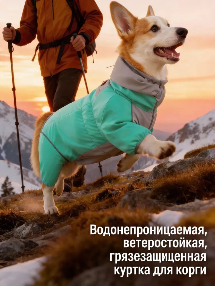 Непромокаемый зимний комбинезон-пуховик для собак Для активного отдыха Водоотталкивающая мембранная ткань Для корги, таксы, шпица