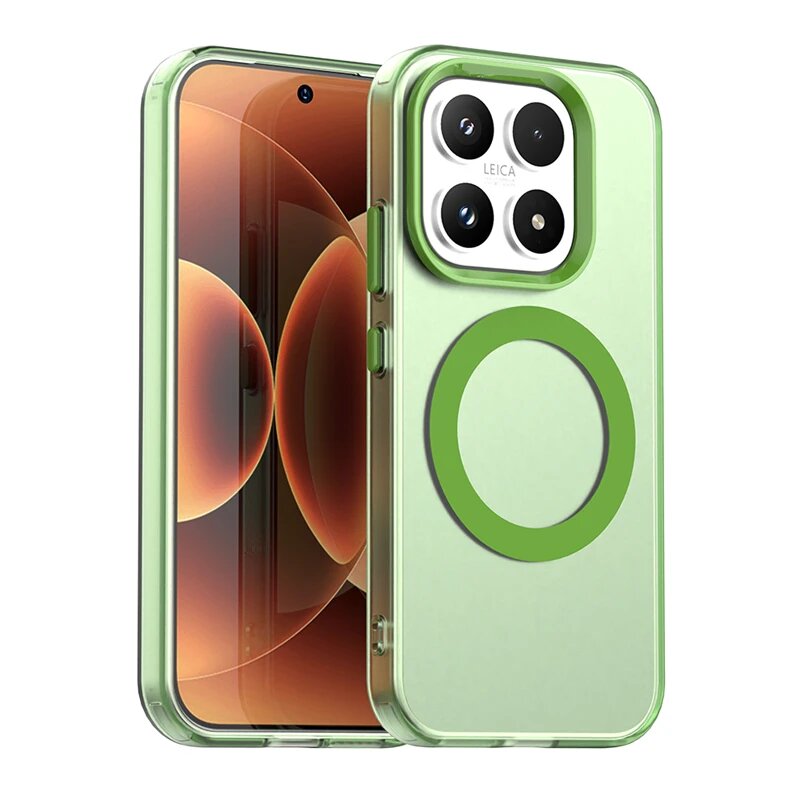 Магнитный прозрачный чехол с беспроводной зарядкой для Xiaomi 17, Сяоми 17 Про, Зеленый, Green