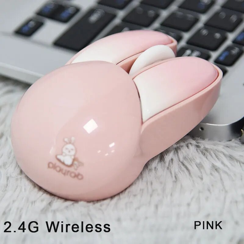 Розовая беспроводная мышь Rabbit 2.4G