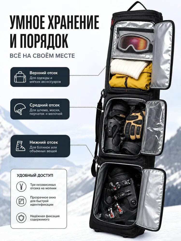 Чехол для сноуборда с функцией рюкзака — удобное решение для перевозки горнолыжного или сноубордического снаряжения — фото 1