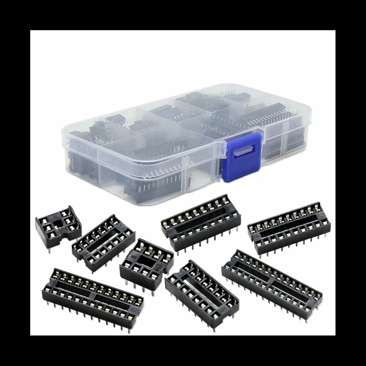 66PCS Держатель микросхемы IC Socket Base Sample Box Flat Foot