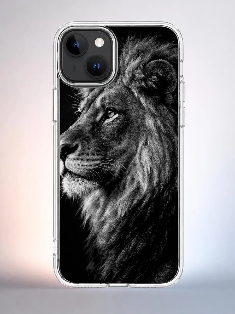 Чехол iPhone 13 лев грива крупно силиконовый