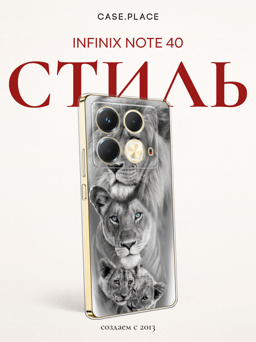 Чехол на Infinix Note 40 / Инфиникс Нот 40 с принтом Львиная семья