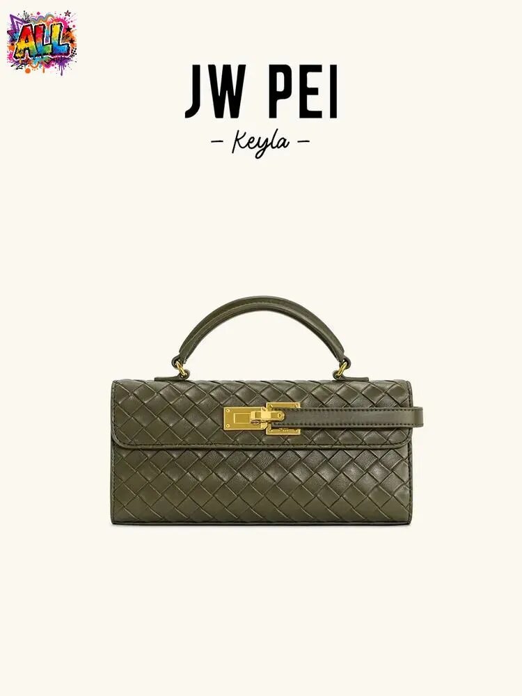 JW PEI Сумка багет JW PEI Keyla, женская, экокожа, оливково-зеленый, 24x12x7.5 см