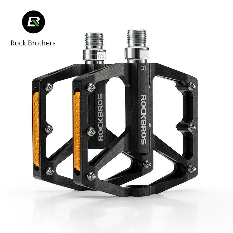 Rock Brothers Алюминиевые педали для велосипедов Road и Mountain с отражателем - Черный