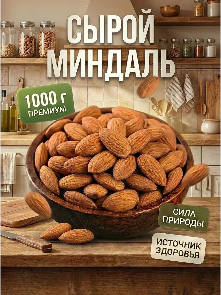 Миндаль сырой очищенный Премиум, 1000 г