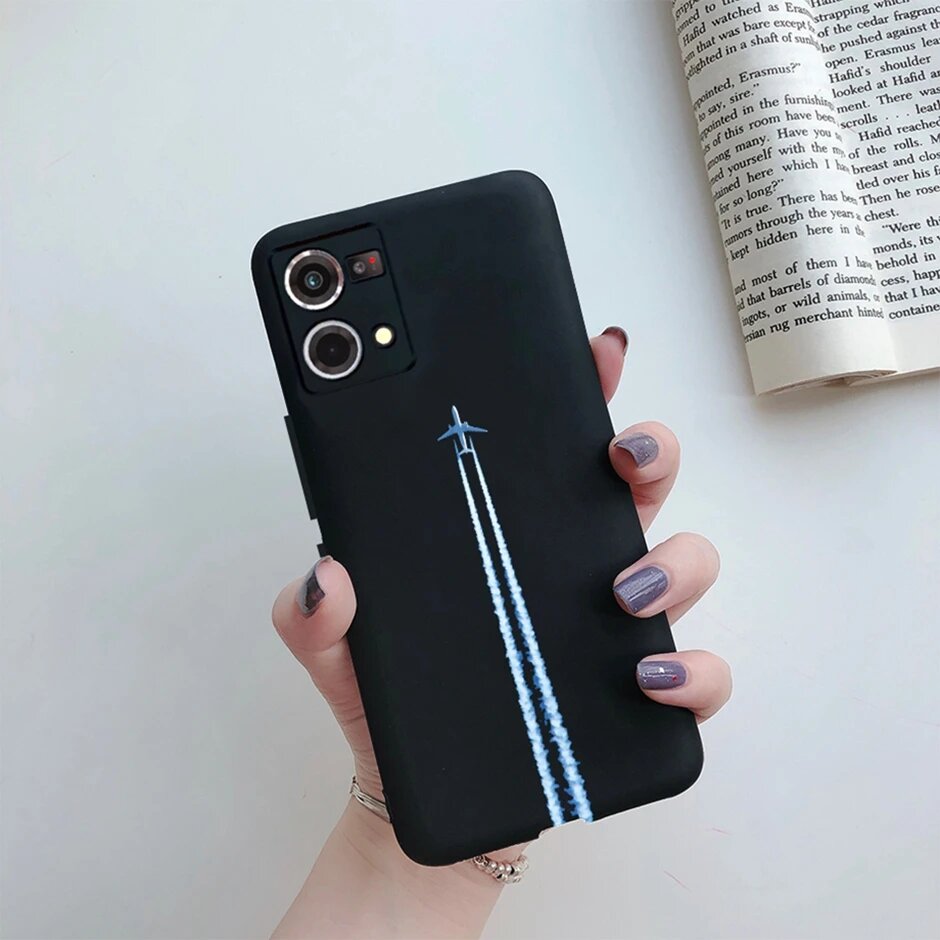 Матовый чехол для OPPO Reno 7 Reno 8 4G, чехол, чехол, милый Черный, BlackB03, OPPO Reno 7 4G