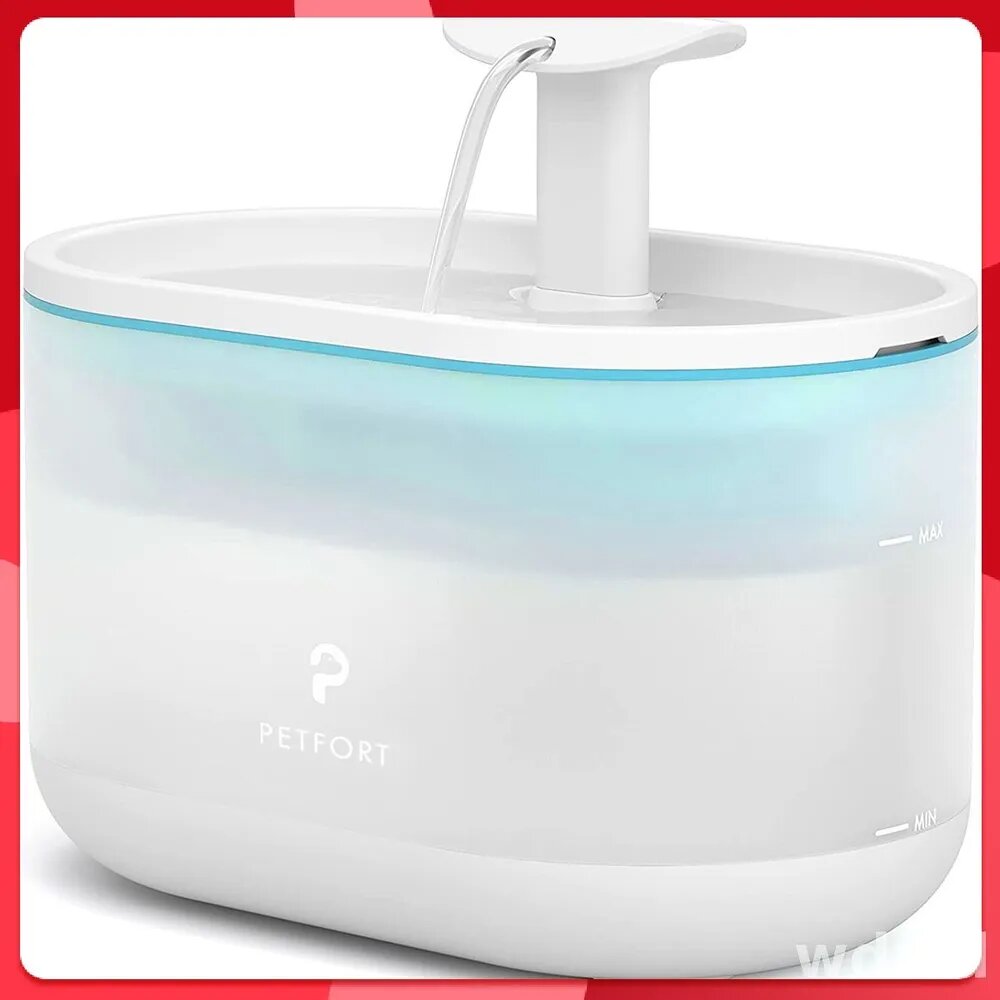 Автоматическая поилка фонтан PETFORT для кошек, 2.1 л, голубая
