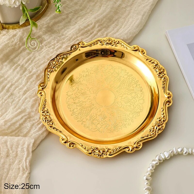 Серебряные десертные тарелки SMHXIANGQIANJIN 25cm Gold