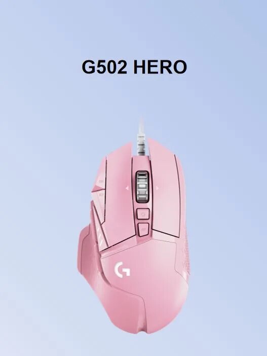 Logitech Игровая мышь проводная G502 Hero, светло-розовый