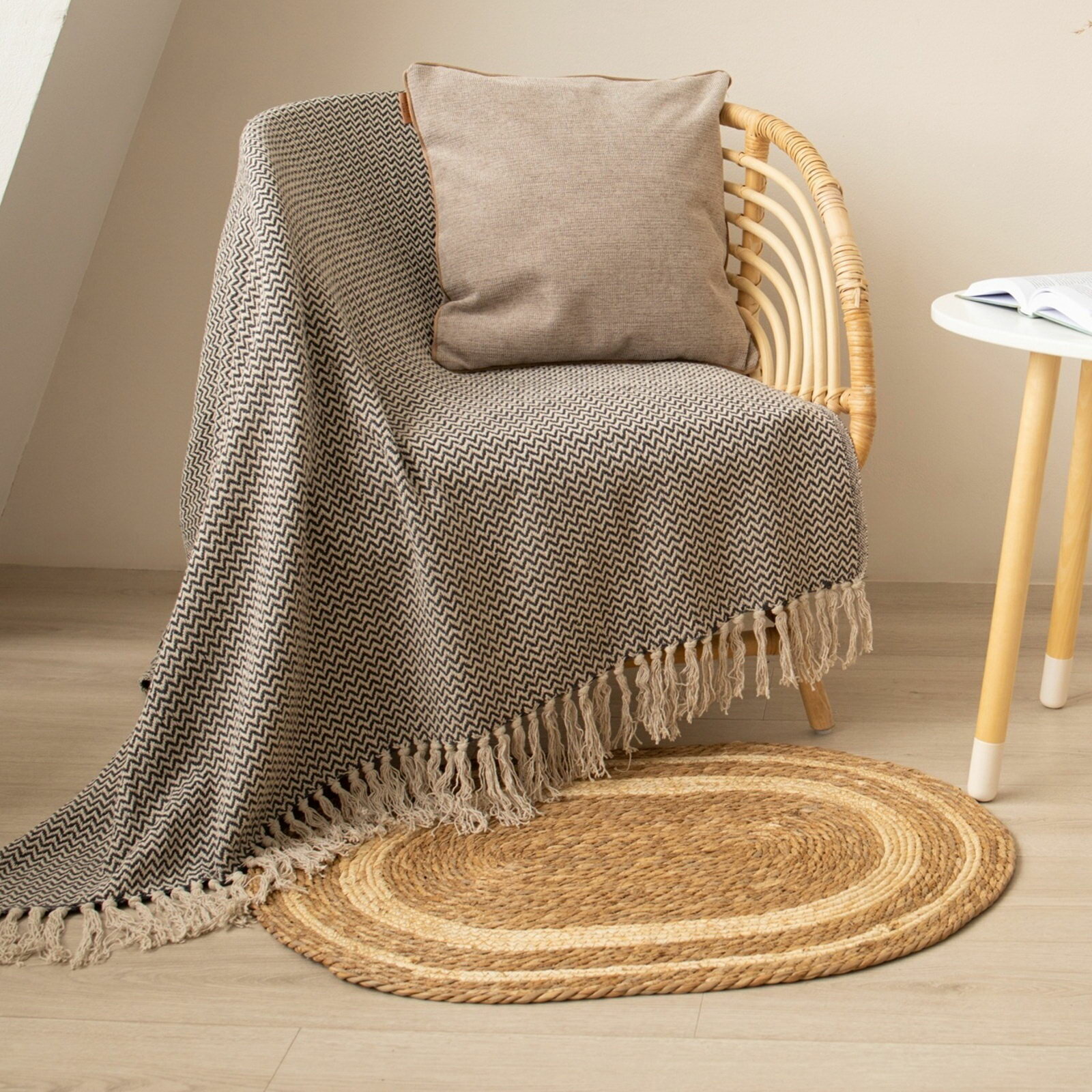 Ковёр овальный плетёный SL Home "Паджа", 60x80 см, цвет: бежевый