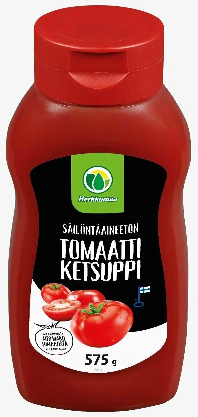Кетчуп Herkkumaa вкусный томатный 575 г пластиковая бутылка (Финляндия)