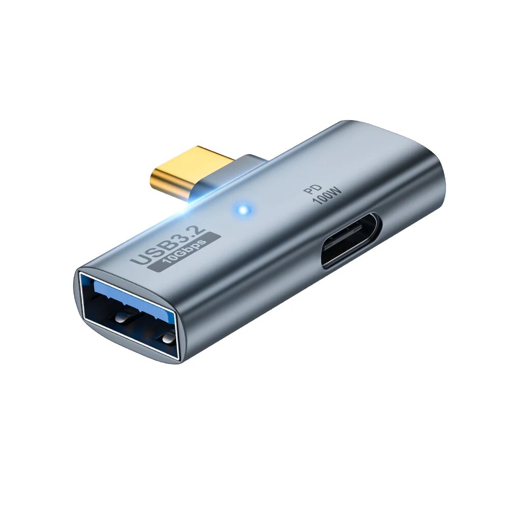 USB-C разветвитель 10 Гбит/с с двумя гнездами, быстрая зарядка PD 100 Вт и передача данных OTG, Type-C (мужской) на 2 порта для ноутбуков, планшетов, телефонов