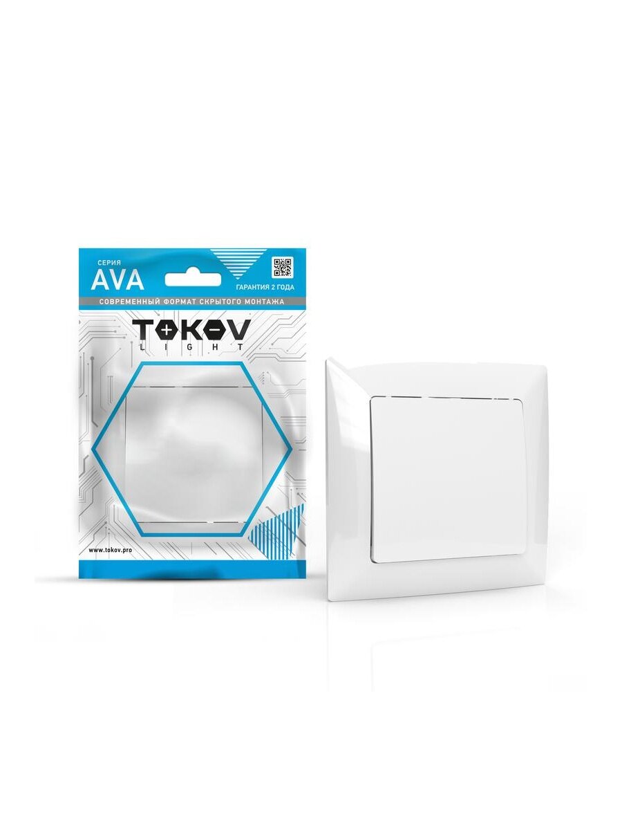 Выключатель 1-кл. СП AVA 10А IP20 в сборе бел. TOKOV ELECTRIC TKL-AV-V1F-C01