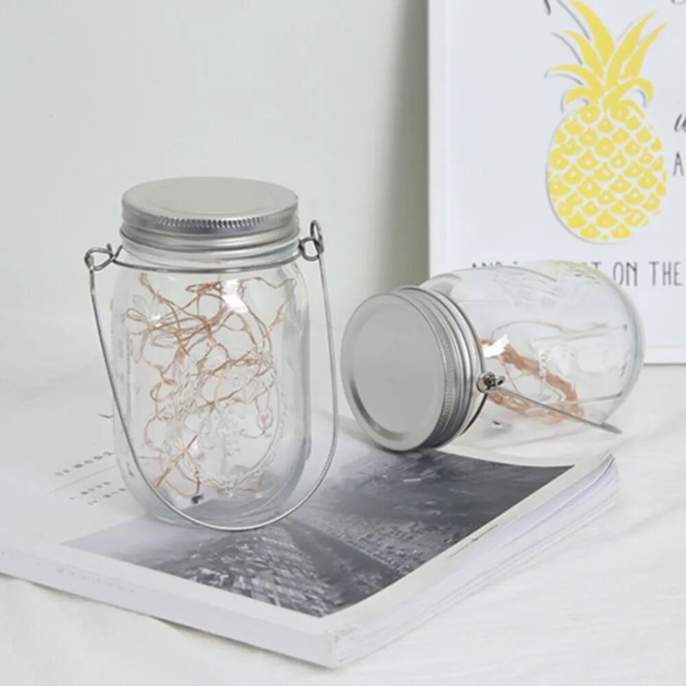Солнечный светильник для банки Mason Jar с LED лампами и датчиком света