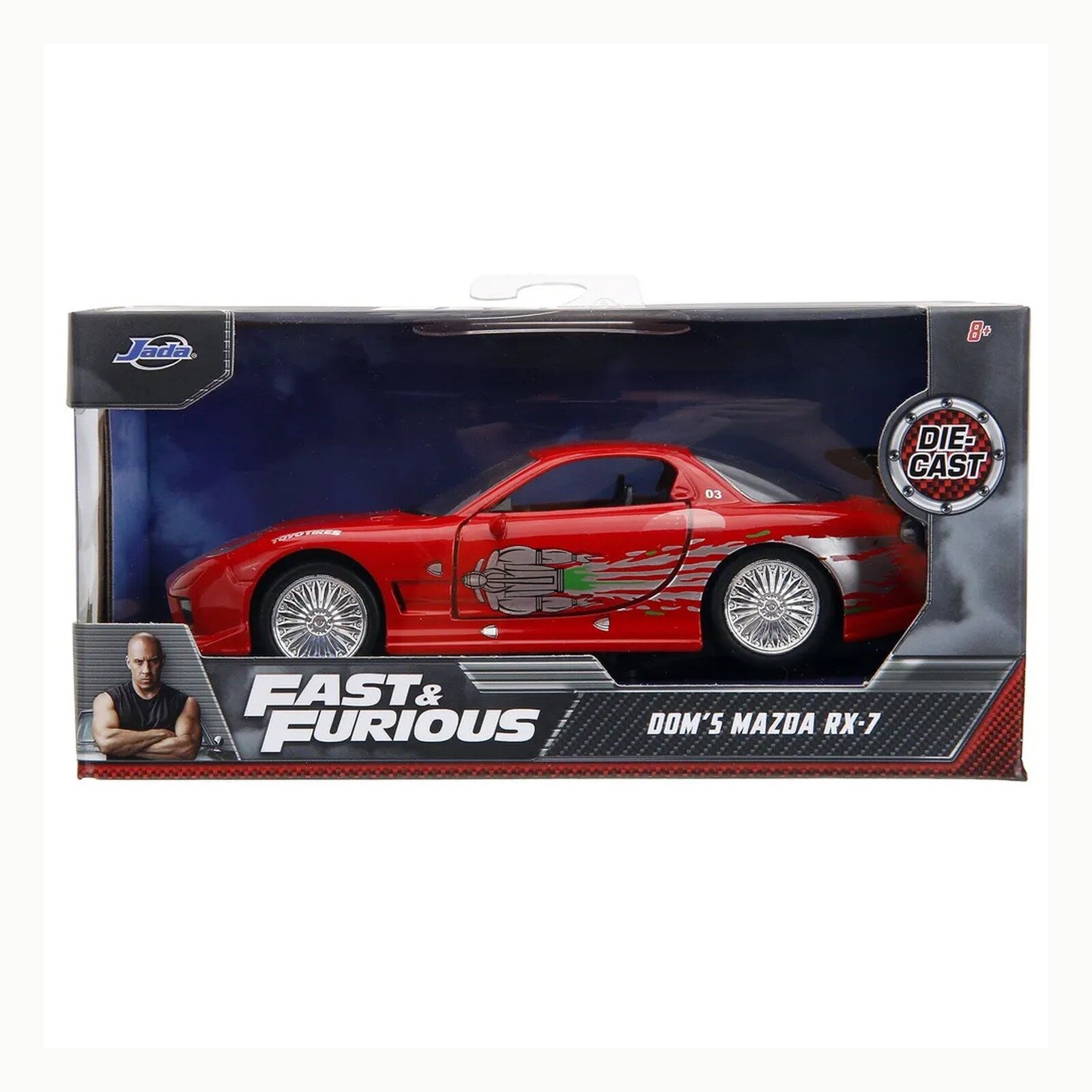 Jada Машинка Модель Форсаж 1:32 FF 1993 Mazda RX-7 FD3S-Wide Body Коллекционная, Красная — фото 1