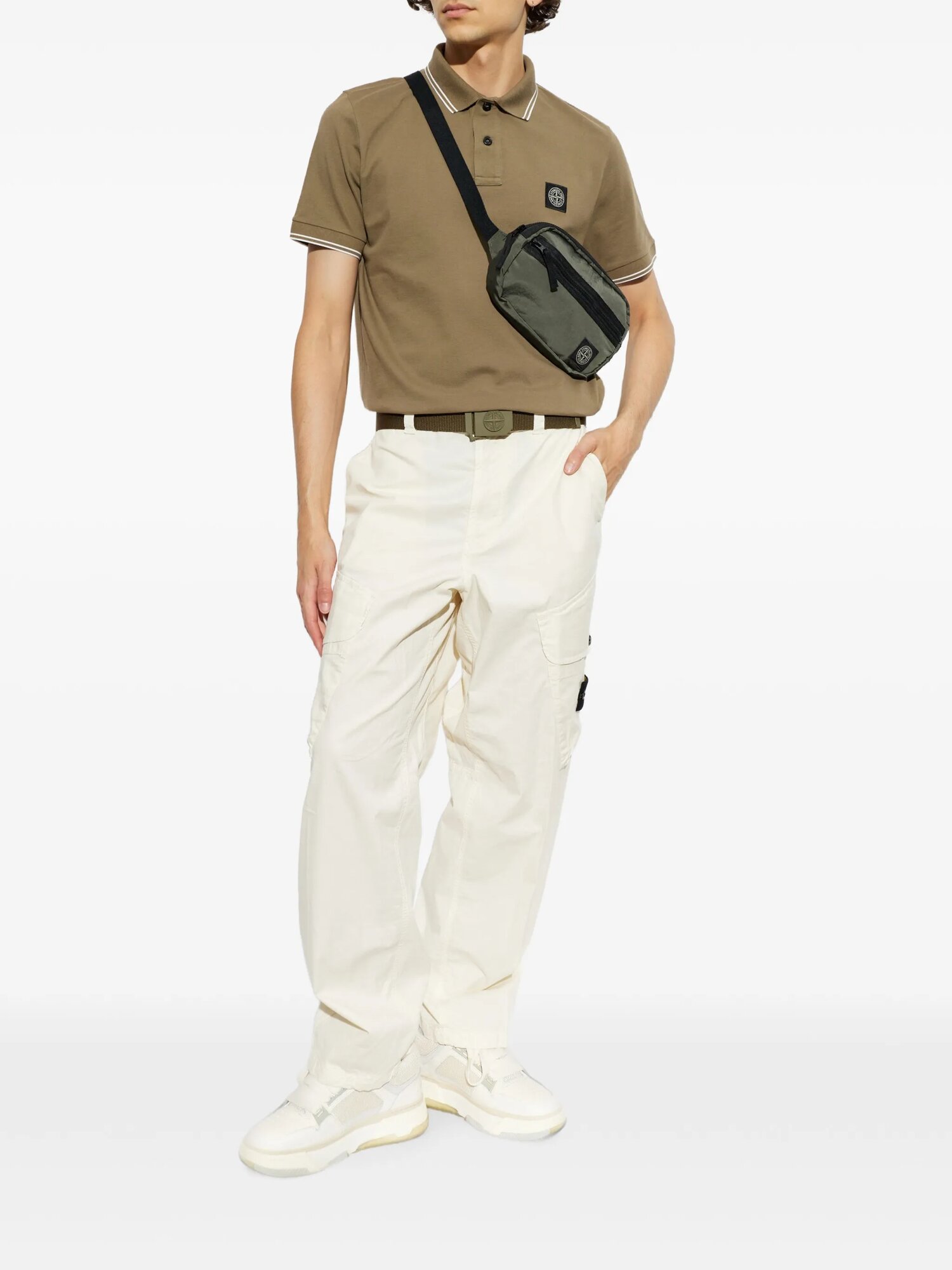 Рубашка Stone Island Logo-patch tipped polo shirt, размер S — фото 1