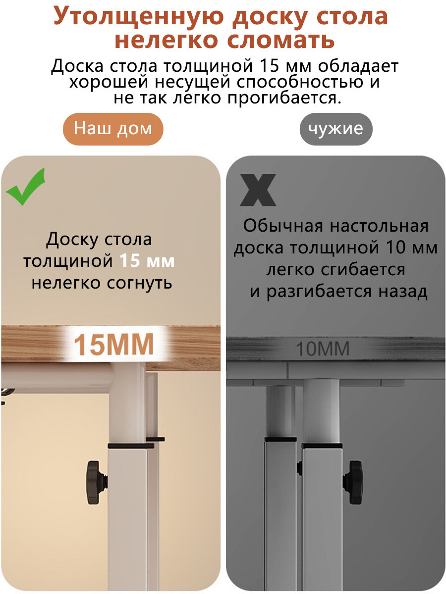 Компьютерный стол, прочный, устойчивый, ДВП, коричневый, 80x60x115см — фото 1