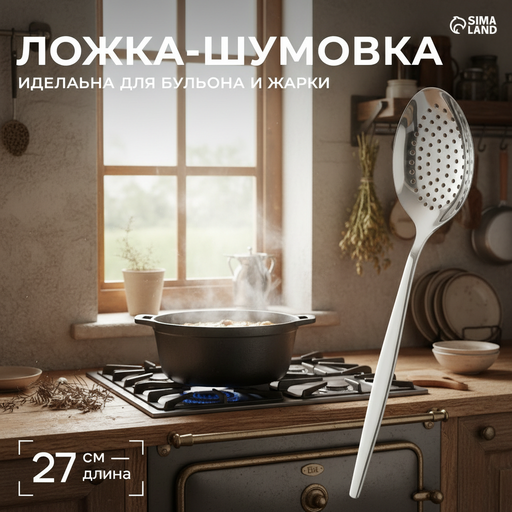 Серебристая ложка для удаления пены 27 на 6 см 2 5 мм профессиональная
