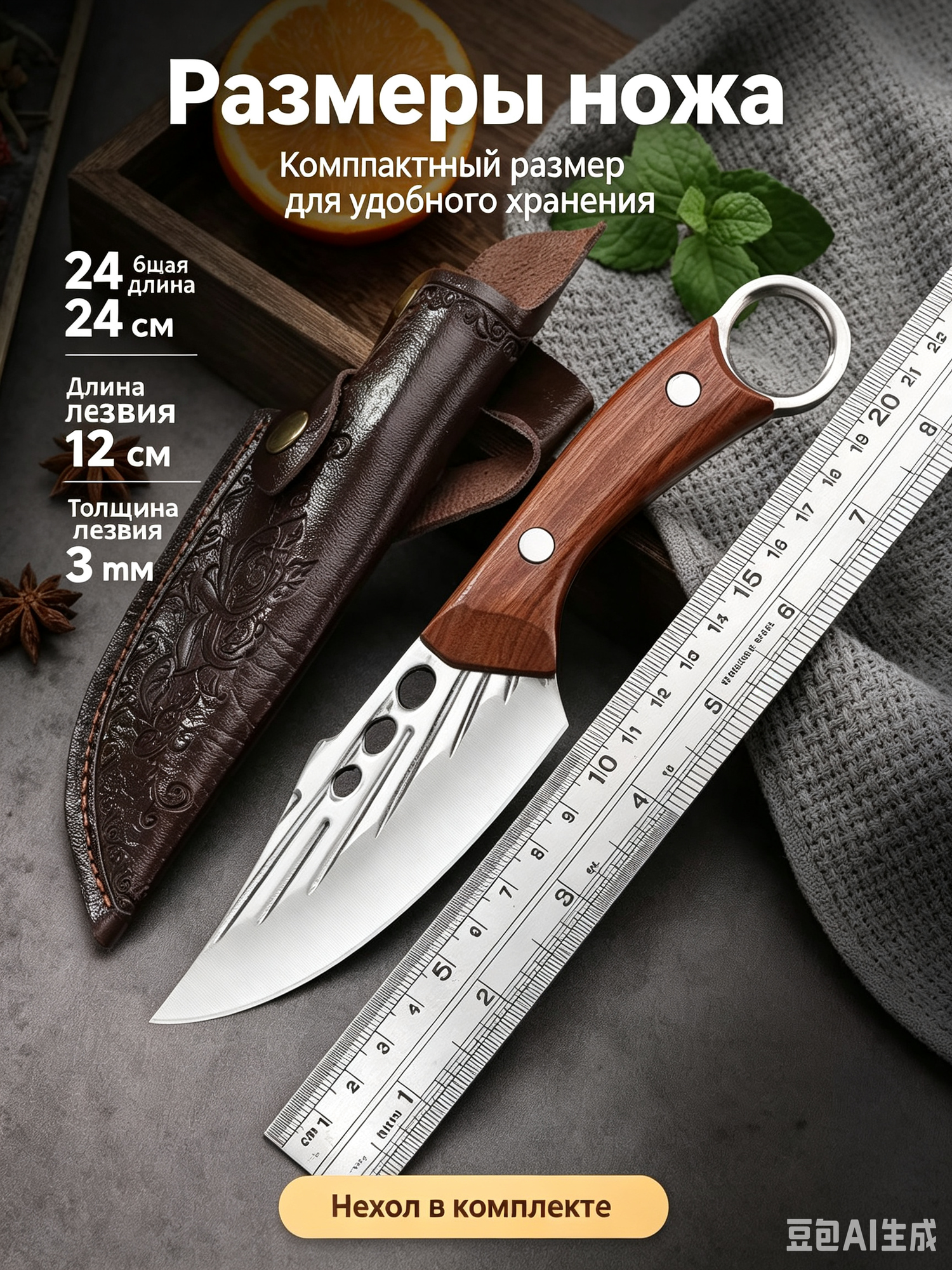 Кованый универсальный кухонный нож из нержавеющей стали, разделочник для мяса, нарезки фруктов
