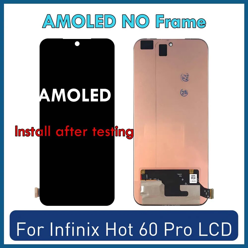 6,78-дюймовый AMOLED-дисплей для Infinix Hot 60 Pro X6885, без рамки, сенсорный ЖК-экран в сборе, 100% протестированные запасные части